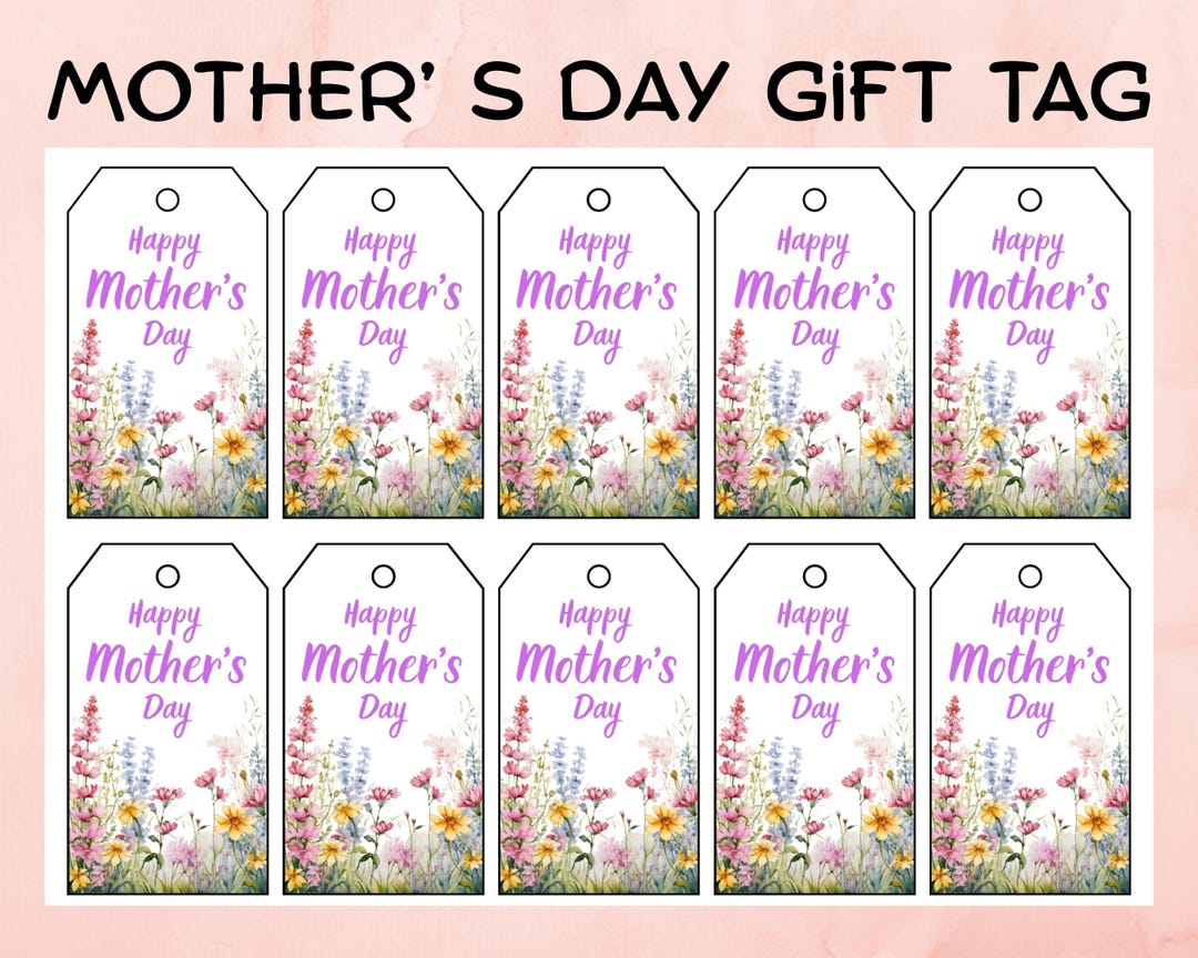 Floral Mother's Day Gift Tags, Printable PDF & PNG - Etsy