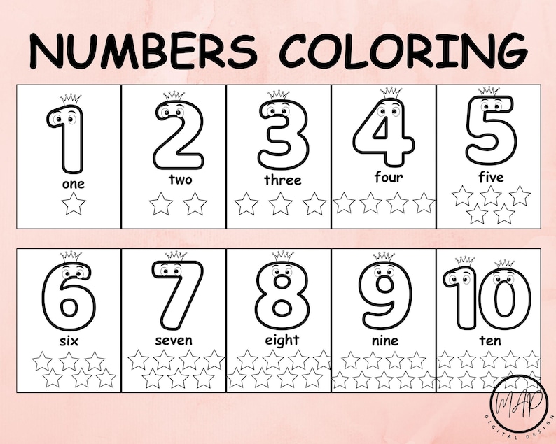 Baby's First 123 Book, Baby Shower Activity, Printable Numbers Coloring ...