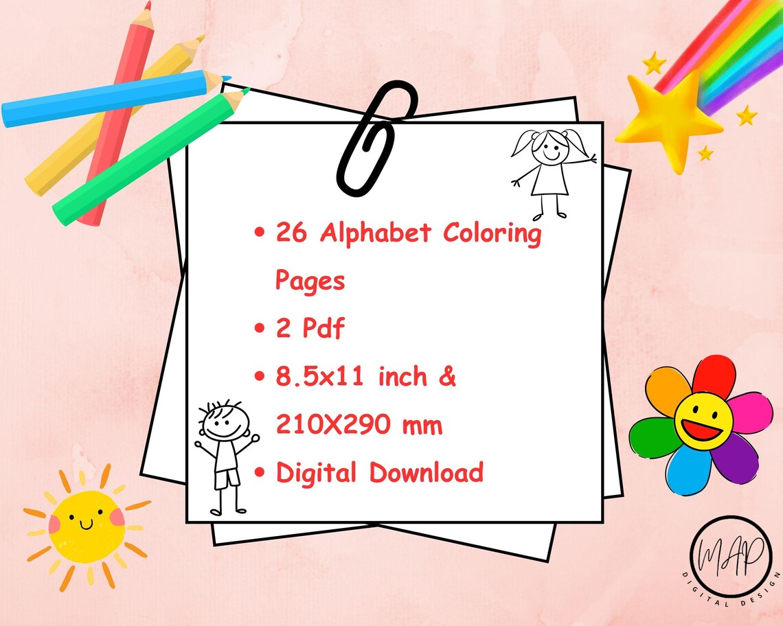 ABC Coloring Book: Printable Alphabet Pages (digital Download) - Etsy