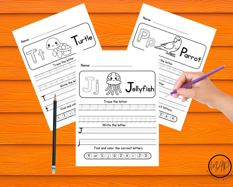 Alphabet Tracing Worksheets for Kids, Handwriting Practice Printable ...