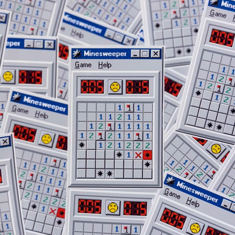 Windows 95 MS Minesweeper Sticker– Retro 90s Computer Vinyl Decal – Y2K ...