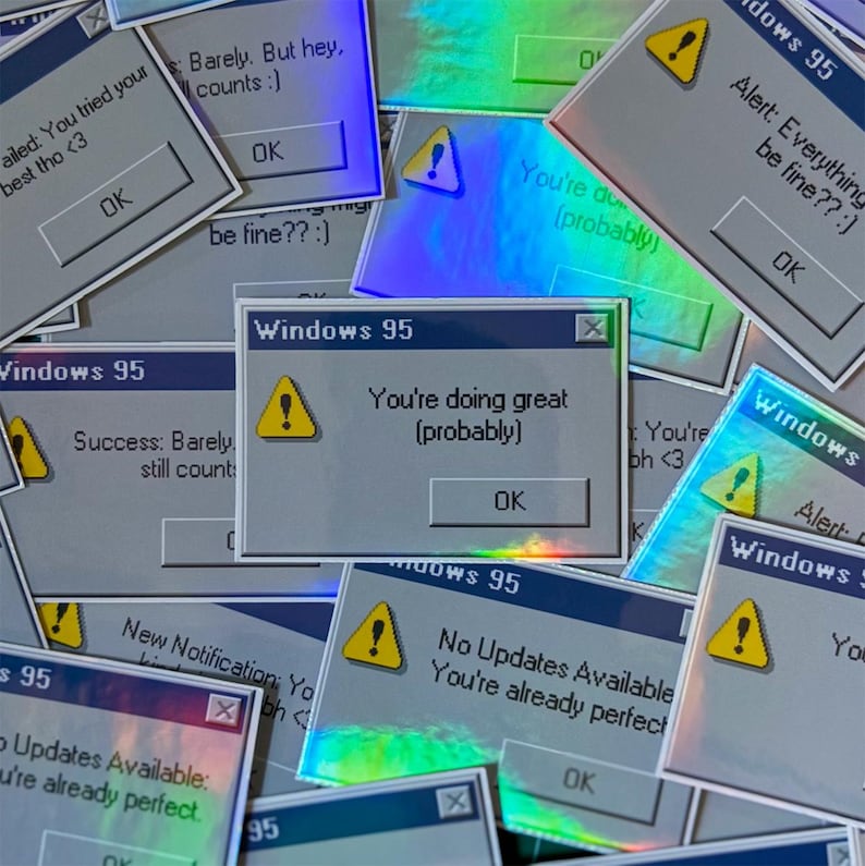 Windows 95 Error Message Sticker Pack – Retro Motivational Vinyl ...