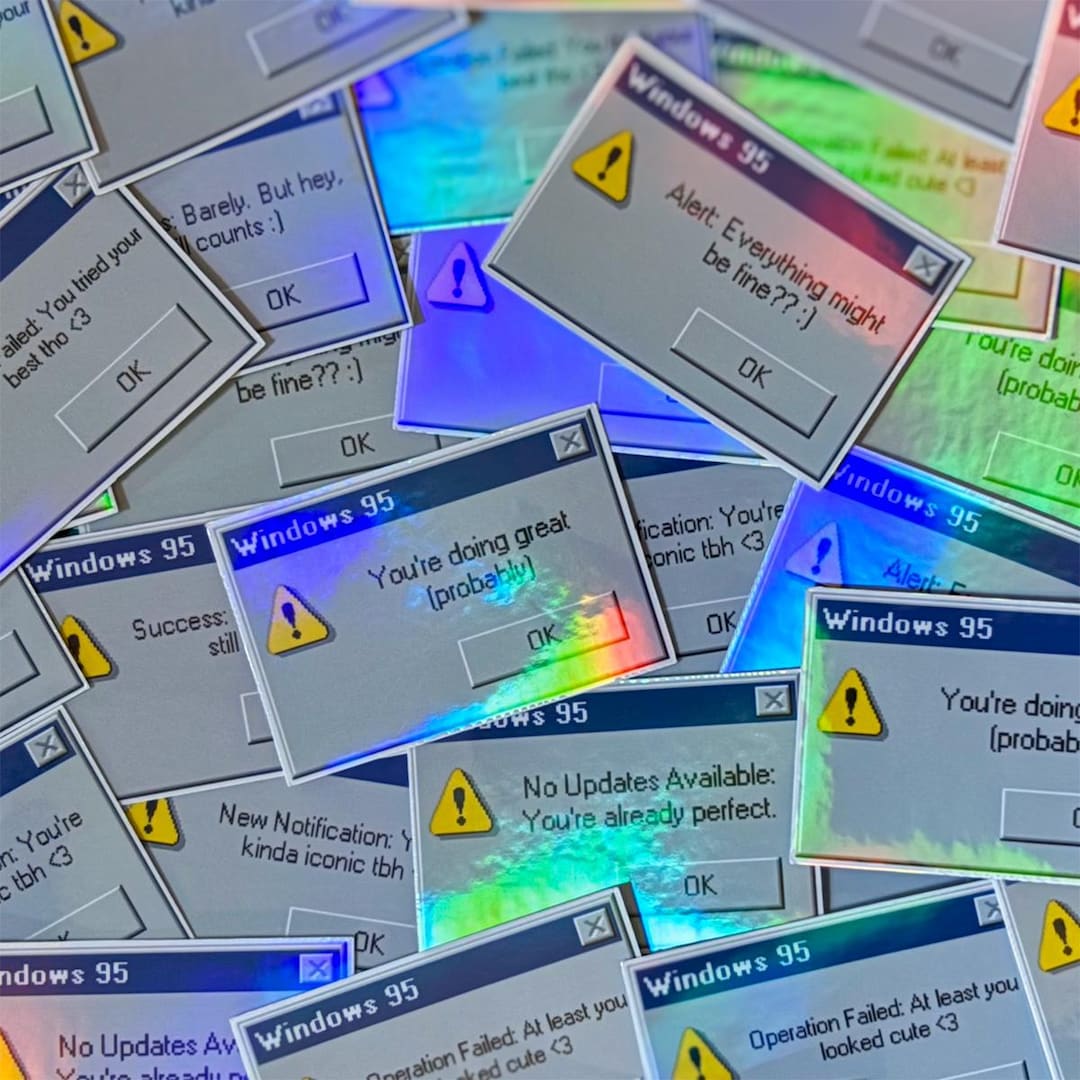 Windows 95 Error Message Sticker Pack – Retro Motivational Vinyl ...