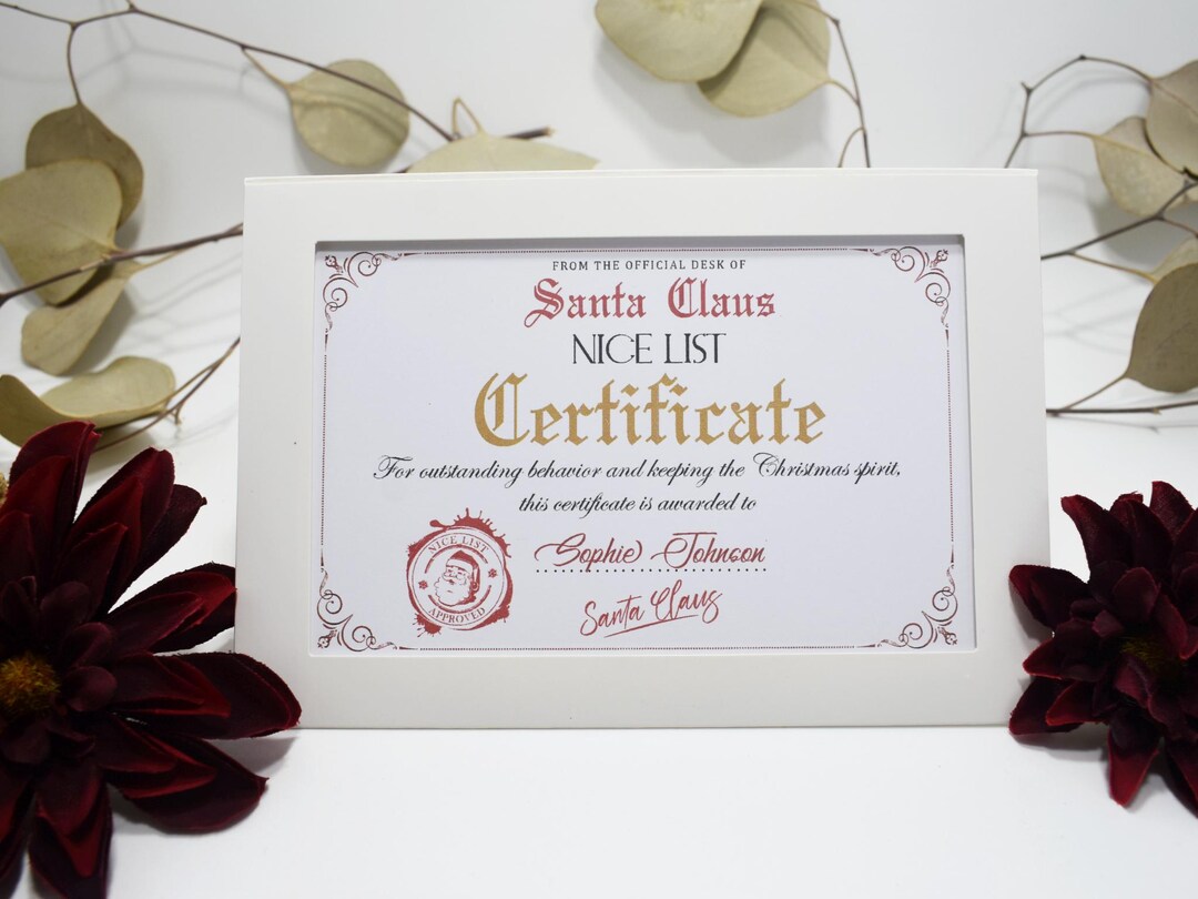 Personalized Santa Nice List Certificate Official Nice List Approved ...