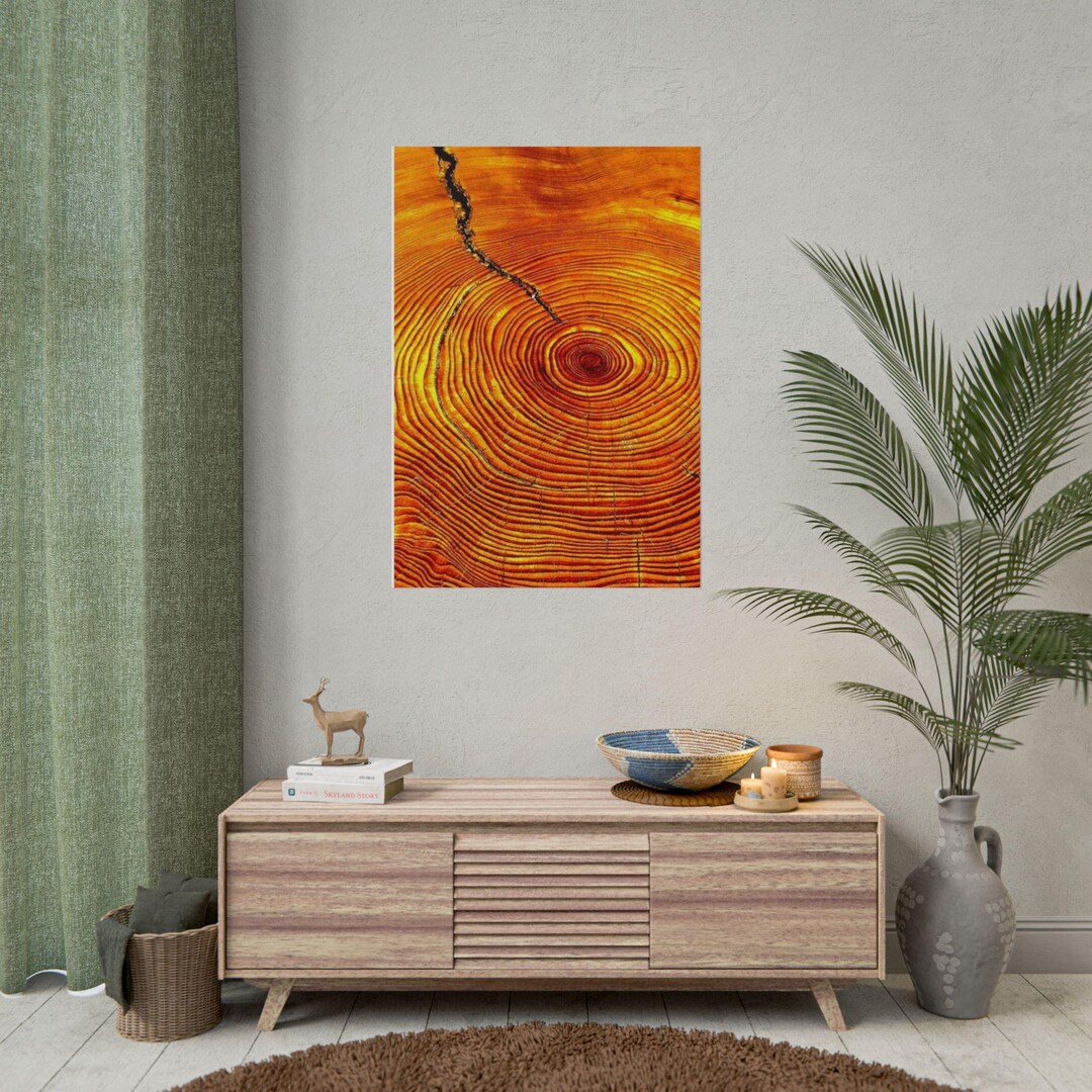 Nature-inspired Rolled Poster, Warm Tree Ring Design, Rustic Home Decor ...
