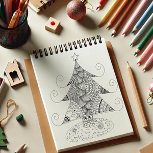 Christmas Tree Zentangle Coloring Page PDF Download Printable - Etsy