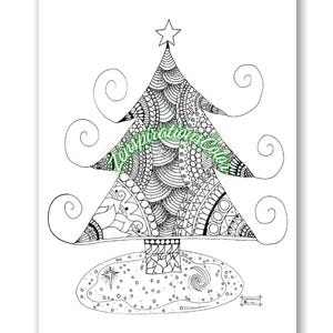 Christmas Tree Zentangle Coloring Page PDF Download Printable - Etsy