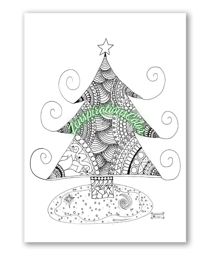 Christmas Tree Zentangle Coloring Page PDF Download Printable - Etsy