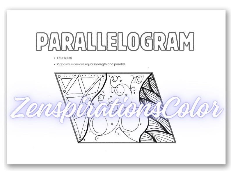 Parallelogram Zentangle Coloring Page PDF Download Printable - Etsy