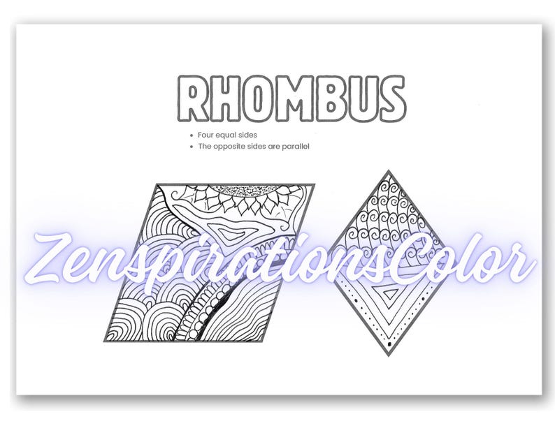 Rhombus Zentangle Coloring Page PDF Download Printable - Etsy