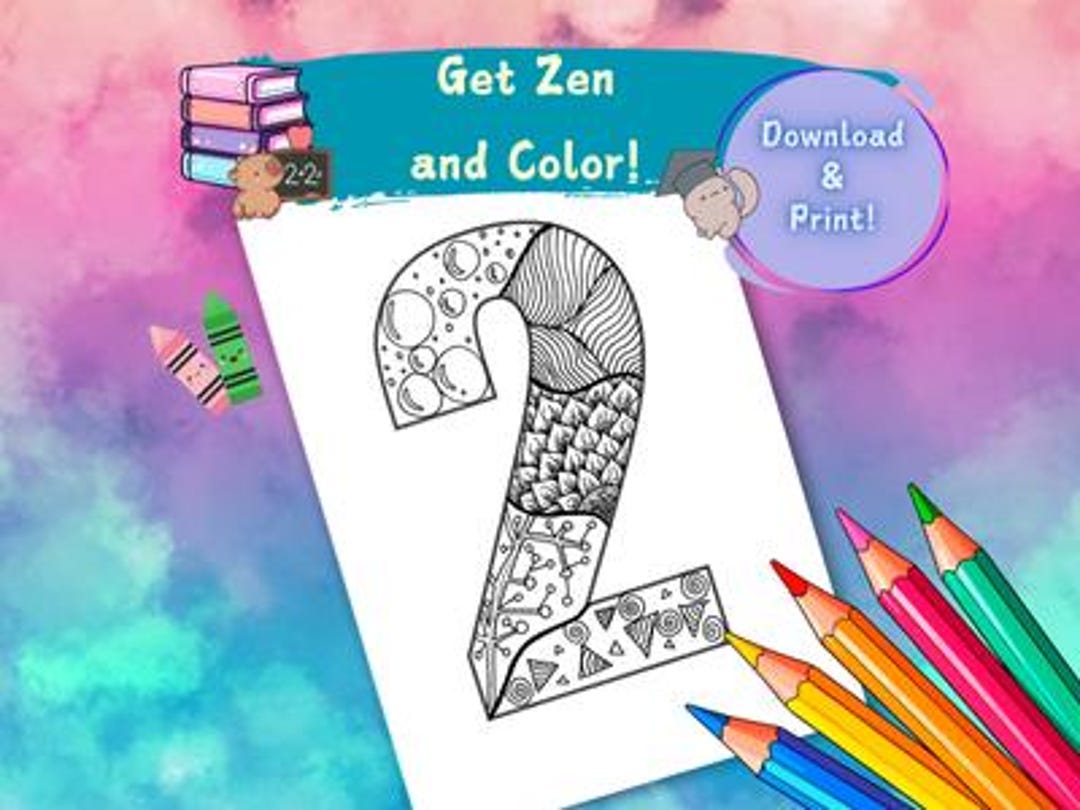 Number 2 Zentangle Coloring Page PDF Download Printable - Etsy
