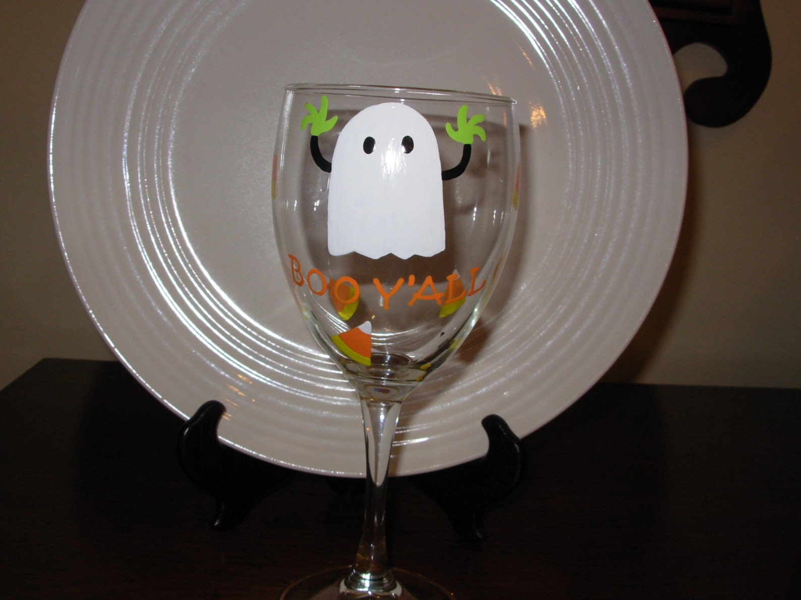 Ghost Halloween Wine Glass Handpainted, Ghost Wine Glass, Halloween ...