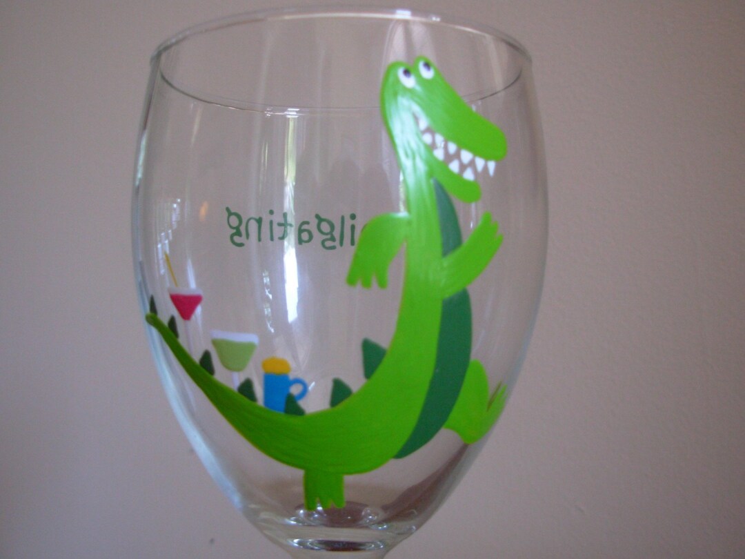 Alligator Tailgating Handpainted Wine Glass,personalized Tailgating ...