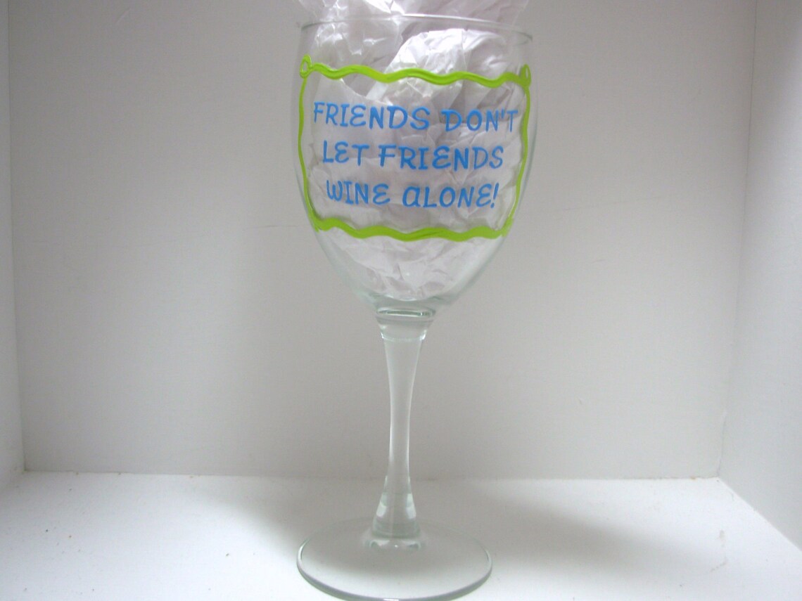 Handpainted Friend Wine Glassm Handpainted Wine Glass, Personalized ...