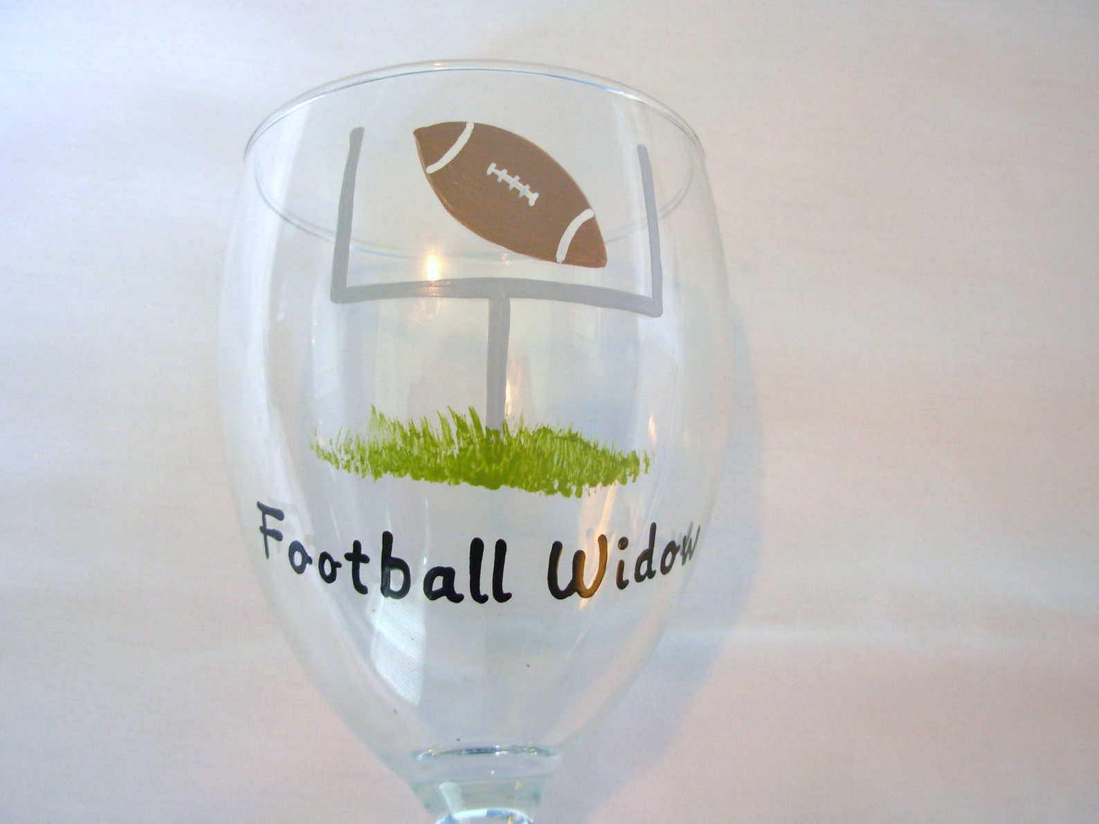Handpainted Wine Glass, Football Sports Wine Glass, Football Widow ...