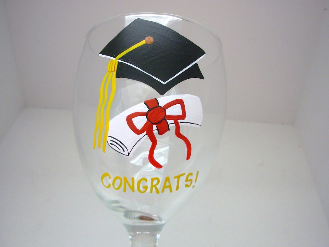 Handpainted Graduation Wine Glass , Graduation Wine Glass, Personalized ...