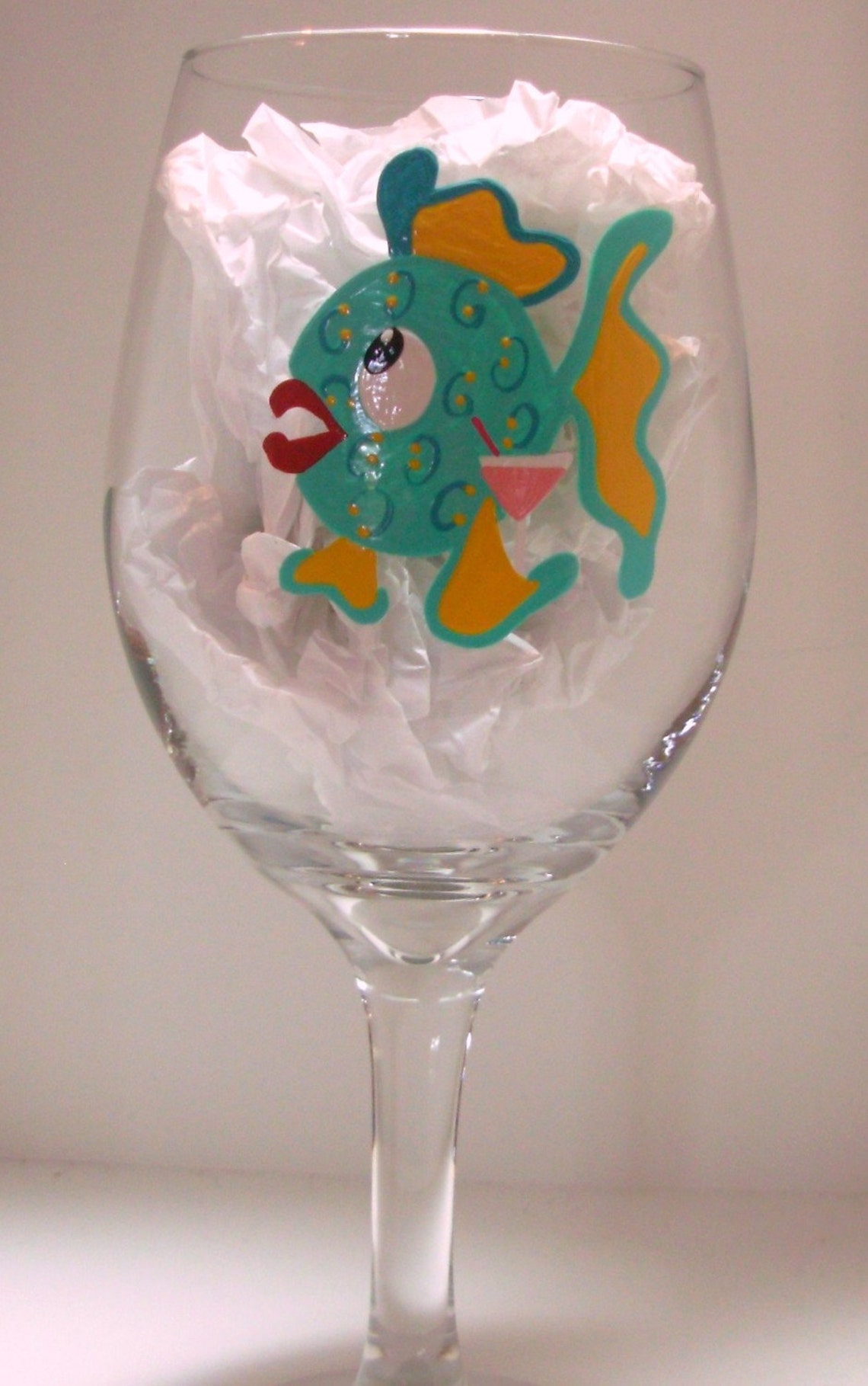 Fish Wine Glass Handpainted Wine Glass Personalized Wine | Etsy