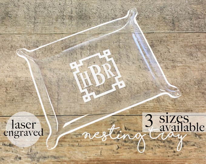 Monogram Tray, Preppy Jewelry Tray, Nesting Tray Available in 3 Sizes ...