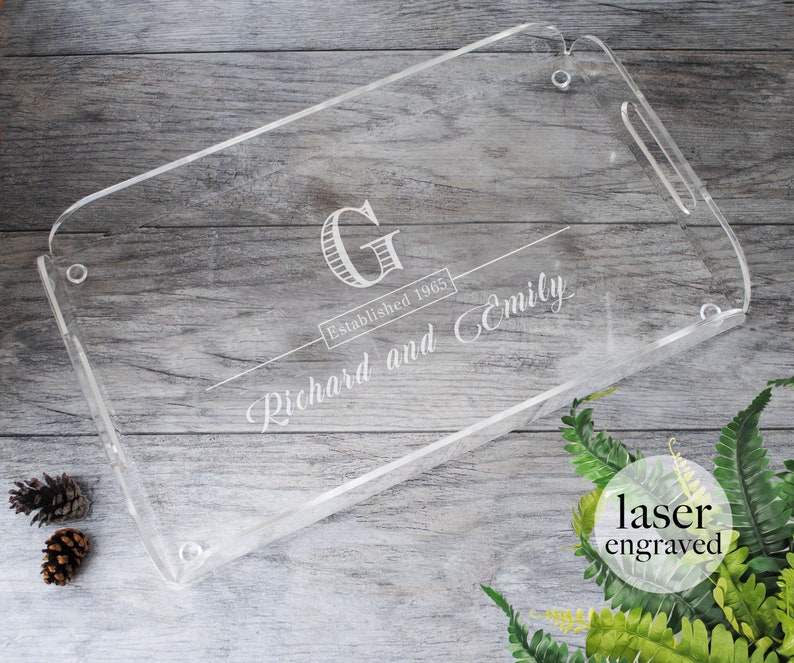 Monogrammed Acrylic Tray Monogram Tray Rectangle Butler Tray | Etsy