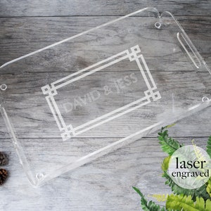 Monogrammed Acrylic Tray, Monogram Tray, Rectangle Butler Tray 16" X 10 ...