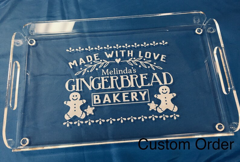 Laser Engraved Acrylic Tray, Gingerbread Bakery, Cookies, Rectangle ...