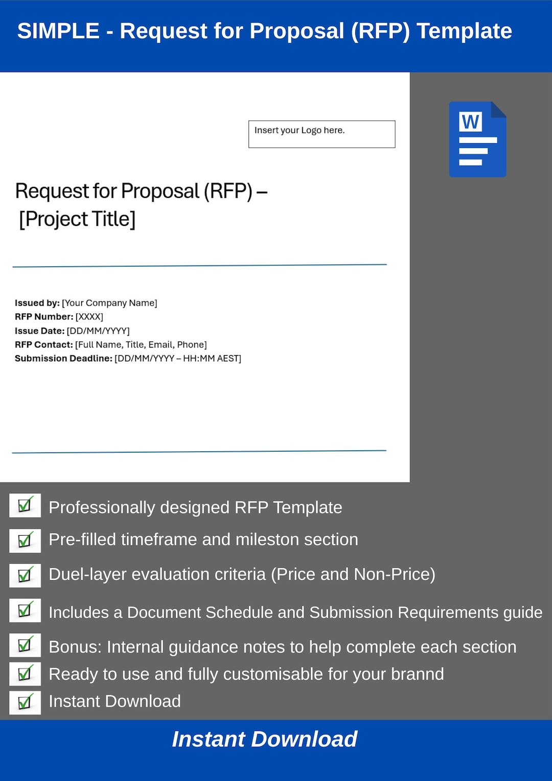 Editable RFP Template for Goods & Services | Microsoft Word ...