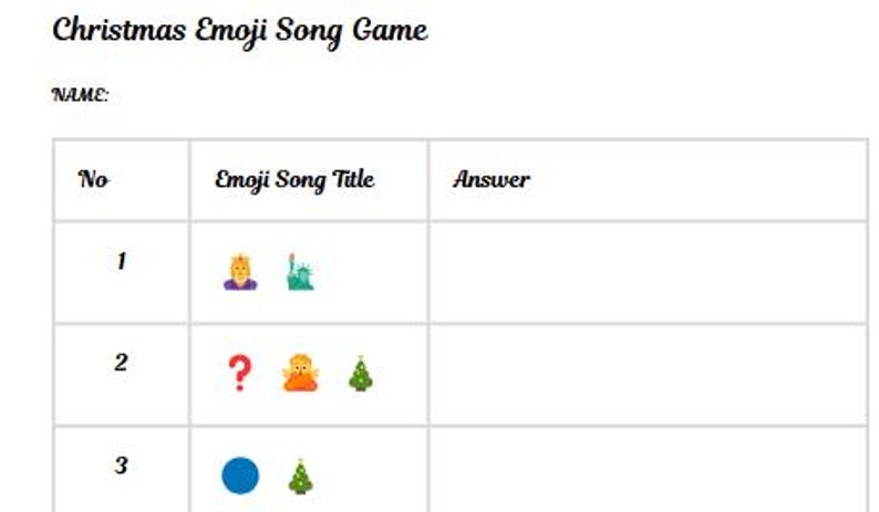 Christmas Song Emoji Game - for Groups of People. - Etsy