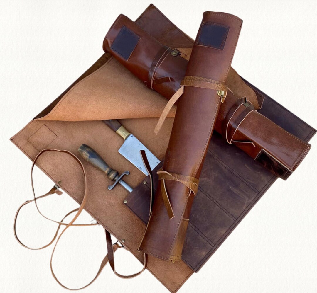 Personalized Leather Knife Roll Chef Knife Storage Case Roll-up Knife ...