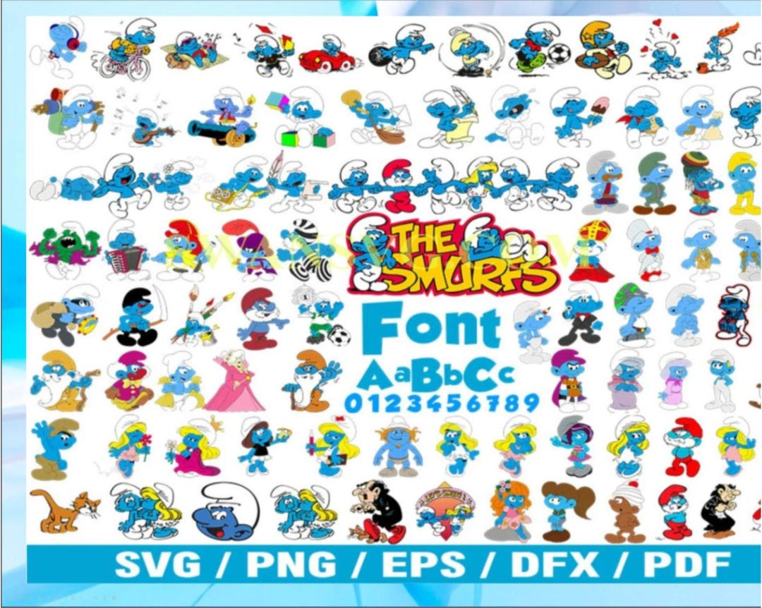 1030 Smurfs Bundle Svg, Smurfs Svg, Mega Bundle Smurfs Png, Smurfs Cut ...