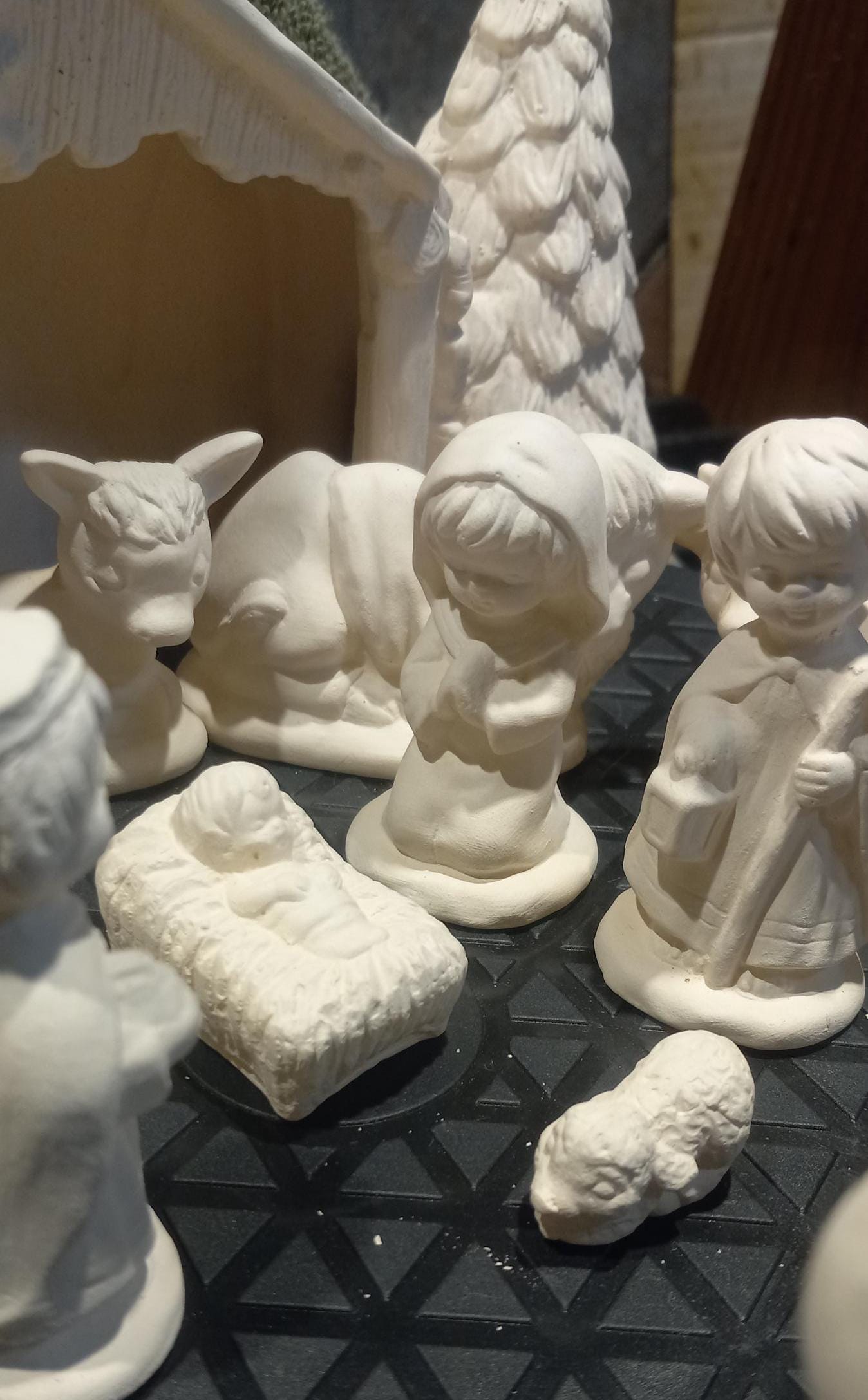 Bisque, Unpainted Nativity Set, With Manger, Vintage Style - Etsy
