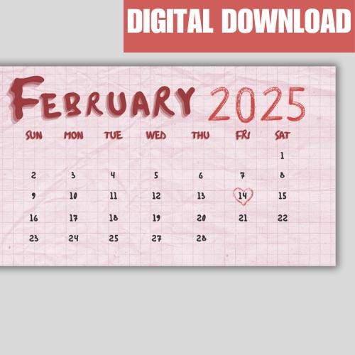 February 2025 Calendar With Holidays, Sunday & Monday Start, Minimal ...