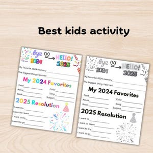 New Years Resolution Printable Coloring Page, Kids 2025 Goals, New Year ...