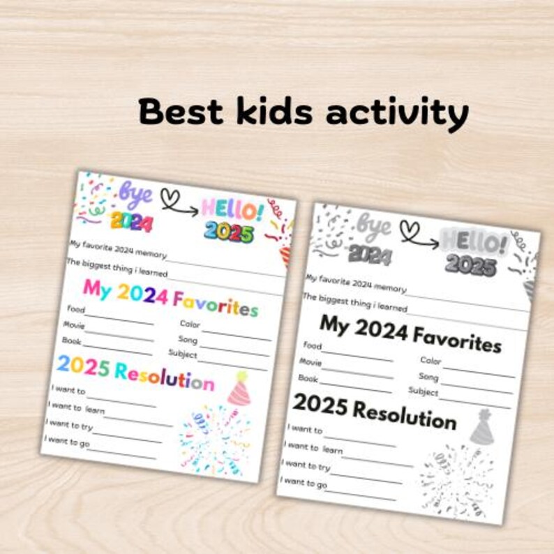 New Years Resolution Printable Coloring Page, Kids 2025 Goals, New Year ...