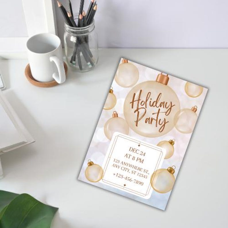 Editable Holiday Party Invitation, Christmas Invitation Template ...