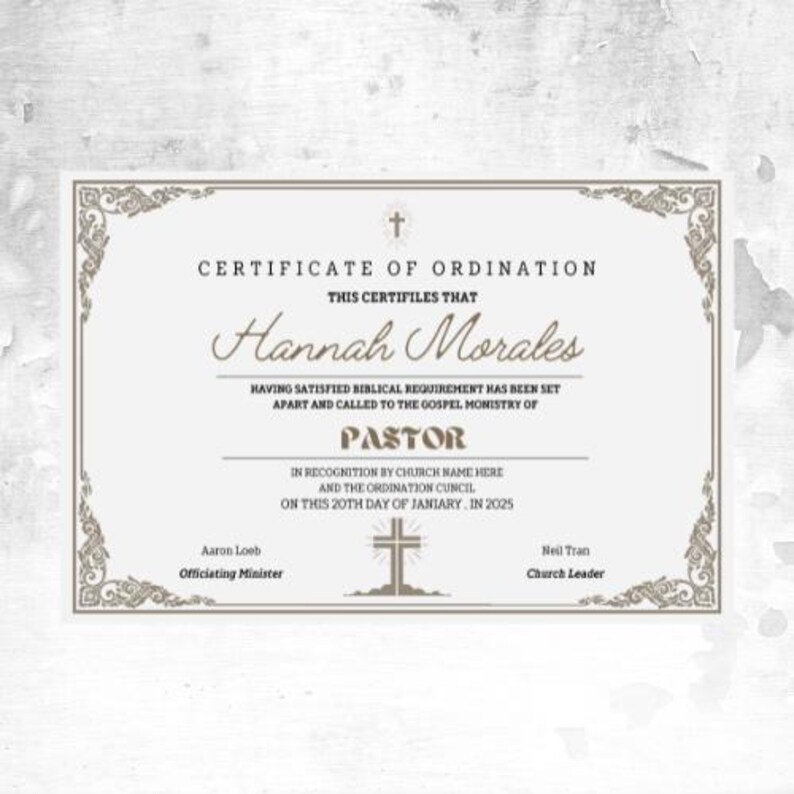 Ministry Certificate, Church Certificate , Pastor Ordination ...