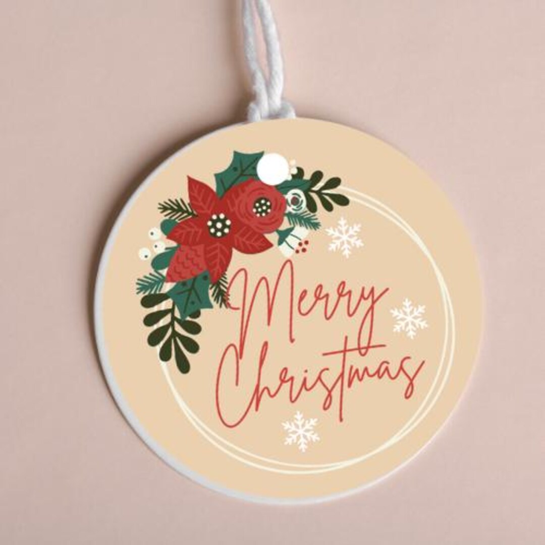 Editable Christmas Gift Tag Bundle, Round Xmas Gift Labels Printable ...