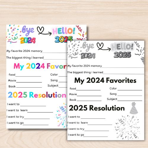 New Years Resolution Printable Coloring Page, Kids 2025 Goals, New Year ...