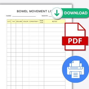 Bowel Movement Log Printable, BM Sheet, Bowel Movement Log, Nurse ...