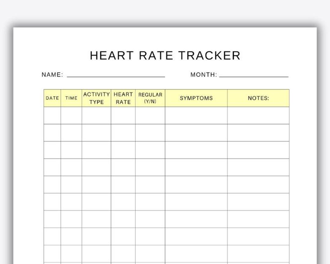 Heart Rate Tracker Printable, Heart Rate Tracking Log for Nurses ...