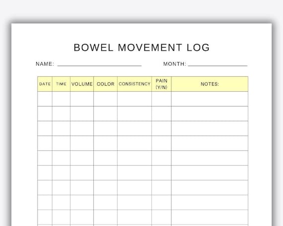 Bowel Movement Tracking Chart Printable
