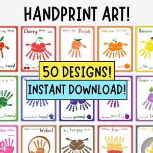 Handprint Fruit Veggie Art Bundle, 50 Food Designs, Printable Crafts ...
