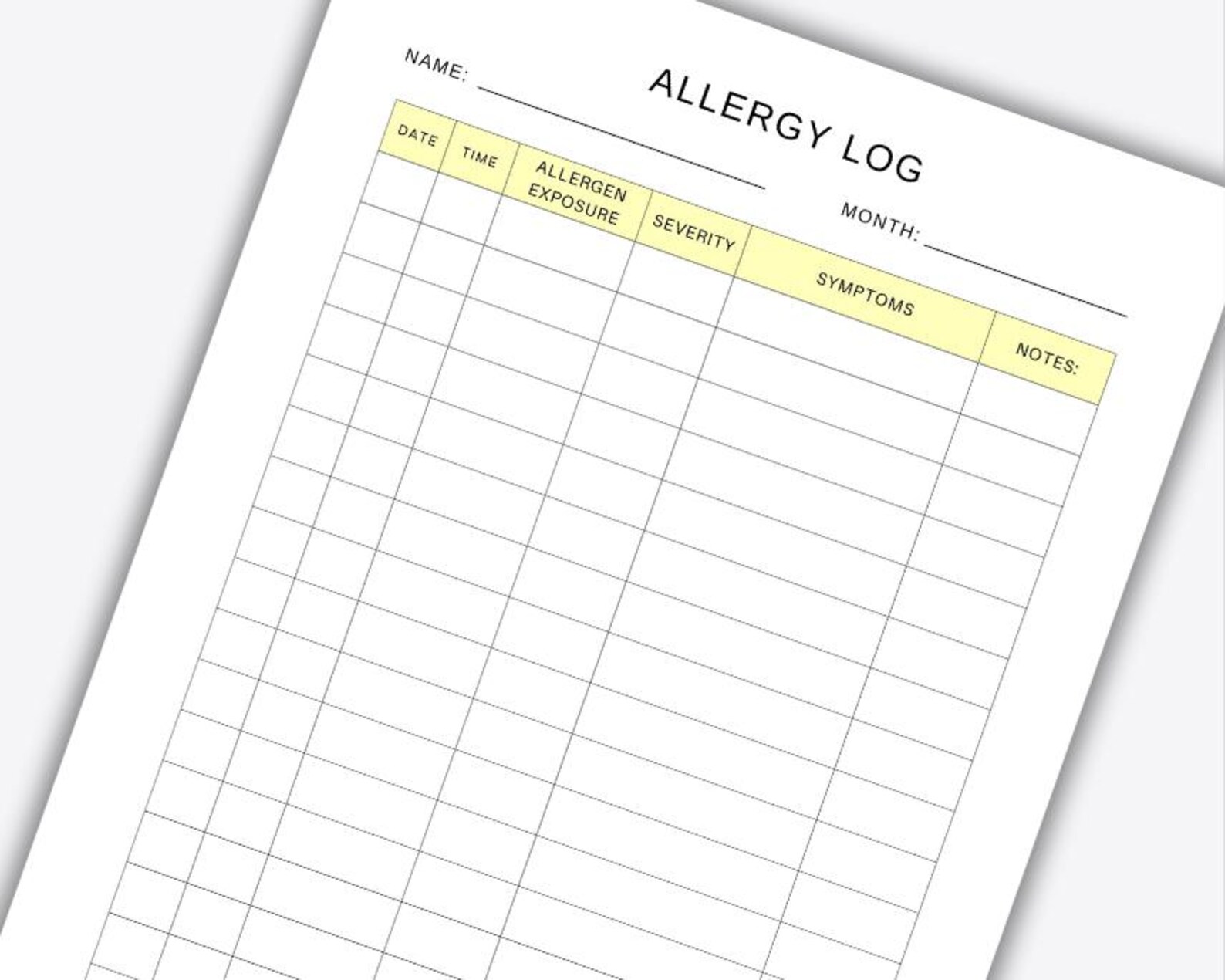 Printable Allergy Tracker, Allergic Reaction Log, Track Allergies ...