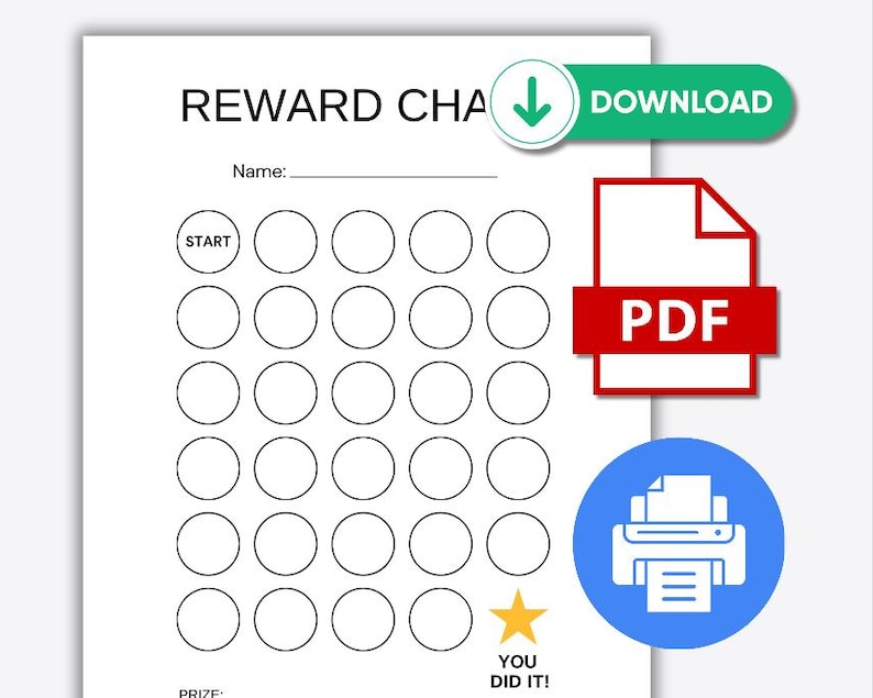 Printable Adult Reward Chart, Sticker Chart, Motivation, Goals, Habit ...