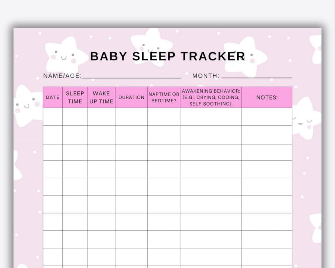 Baby Sleep Tracker Printable Sheet for Monitoring Sleep Patterns, Naps ...