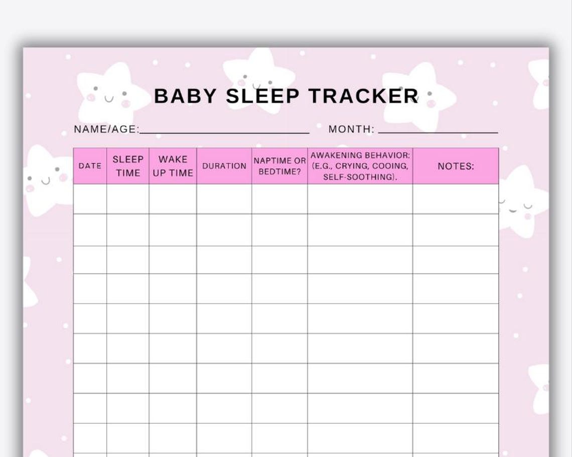 Baby Sleep Tracker Printable Sheet for Monitoring Sleep Patterns, Naps ...