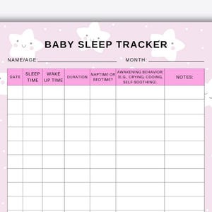 Baby Sleep Tracker Printable Sheet for Monitoring Sleep Patterns, Naps ...