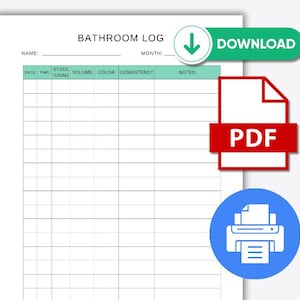 Printable Bathroom Log, Bathroom Tracker for Health Monitoring, Daily ...