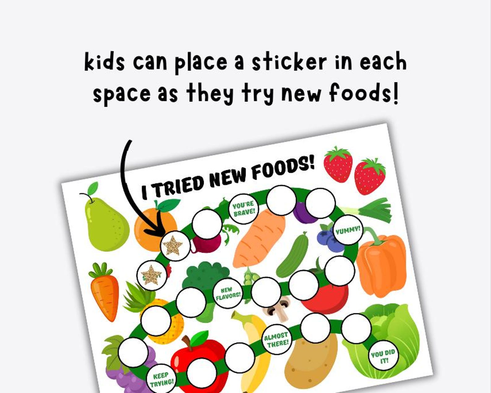 Reward Chart for Picky Eaters, Healthy Eating Rewards, Try New Foods ...