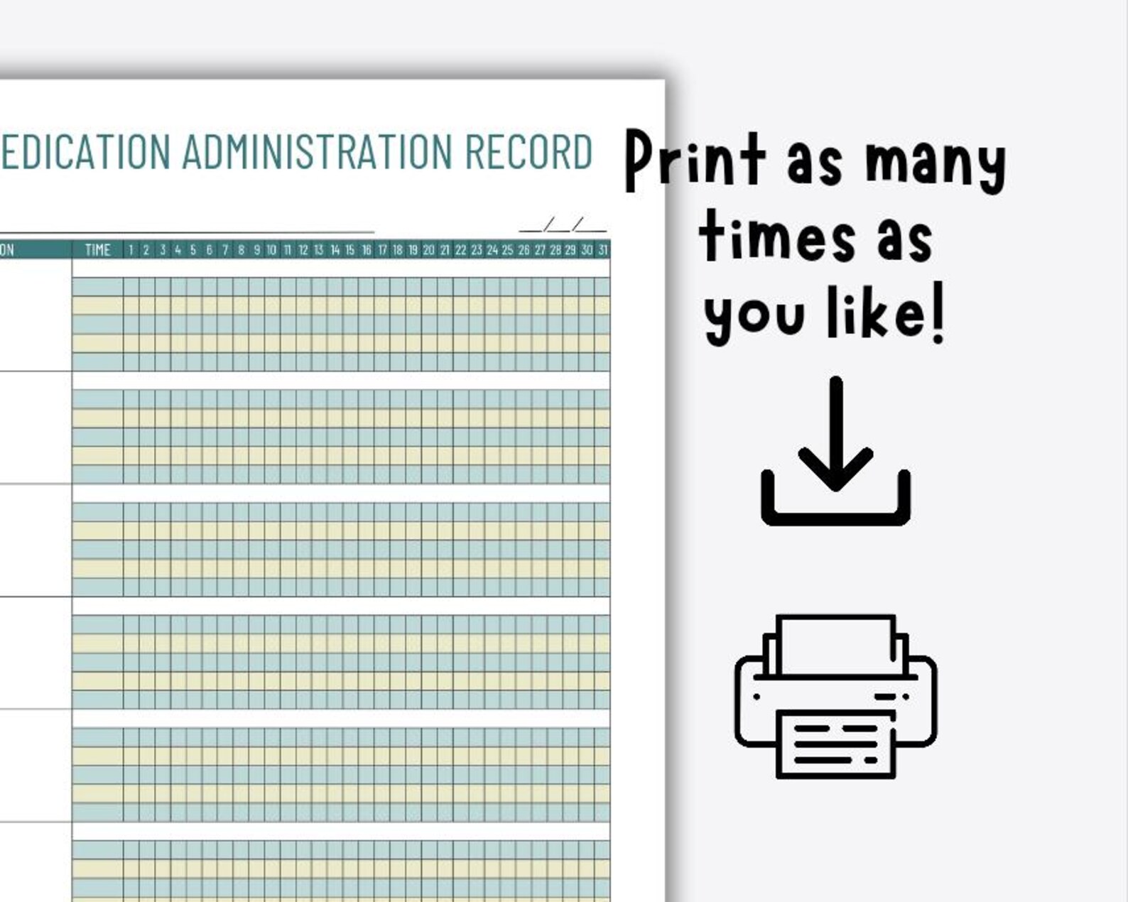 MAR | Medication Administration Record | Printable Medicine Record ...