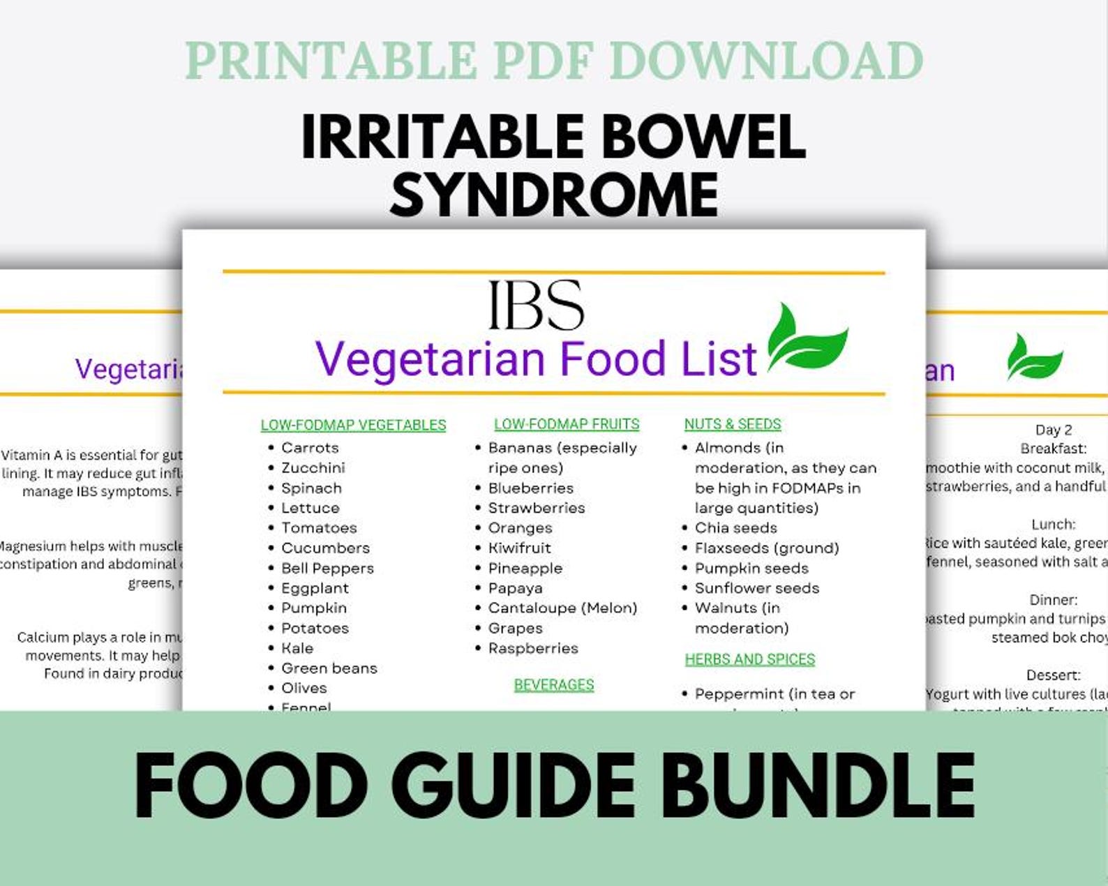 Healthy Meal Plan for Irritable Bowel Syndrome, Printable Food List for ...